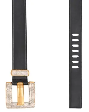 Balmain Anthem Calfskin And Crystal Belt