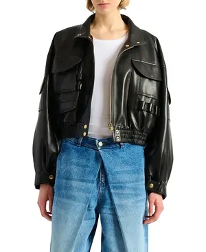 Balmain Lambskin Bomber Jacket - Black