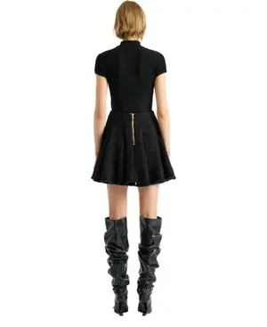 Balmain Flared Tweed Skirt
