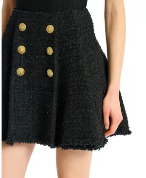 Balmain Flared Tweed Skirt