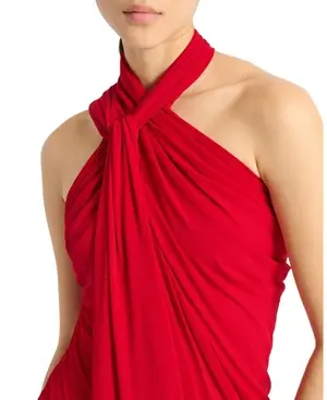 Balmain Long Draped Jersey Dress