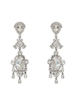 Balmain Brass And Crystal Pendant Earrings