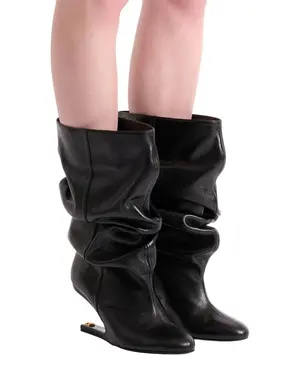 Balmain No Wedge Textured Leather Ankle Boots