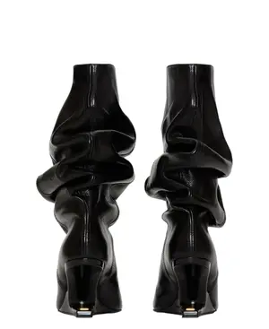 Balmain No Wedge Textured Leather Ankle Boots
