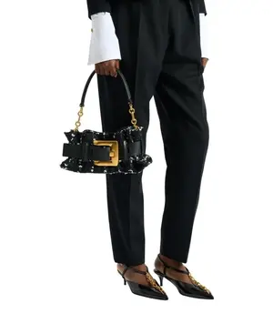 Balmain Mini Anthem Bag In Smooth Leather And Tweed