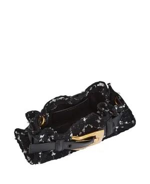 Balmain Mini Anthem Bag In Smooth Leather And Tweed
