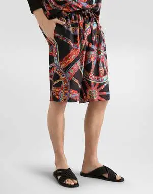 Dolce & Gabbana Carretto-print Silk Jacquard Vanity Bermuda
