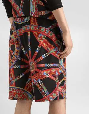 Dolce & Gabbana Carretto-print Silk Jacquard Vanity Bermuda