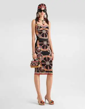 Dolce & Gabbana Carretto-print Charmeuse Long Skirt