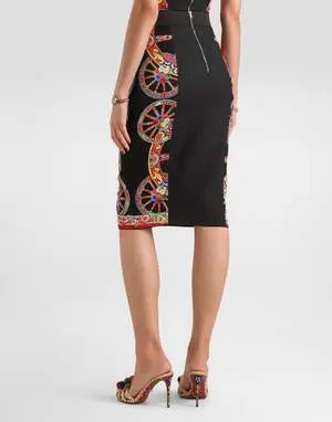 Dolce & Gabbana Carretto-print Charmeuse Long Skirt