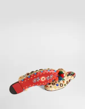 Dolce & Gabbana Raffia Mules With Embroidery