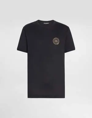 Dolce & Gabbana Cotton T-shirt With Patch - Blue