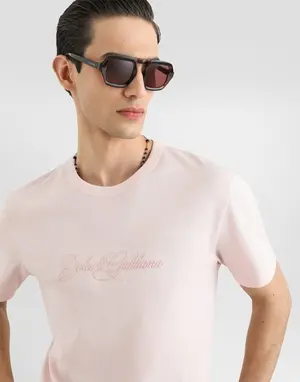 Dolce & Gabbana Cotton T-shirt With Dg Embroidery - Pink