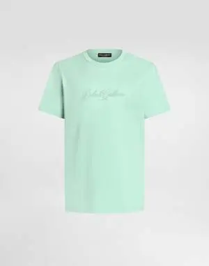 Dolce & Gabbana Cotton T-shirt With Dg Embroidery - Green