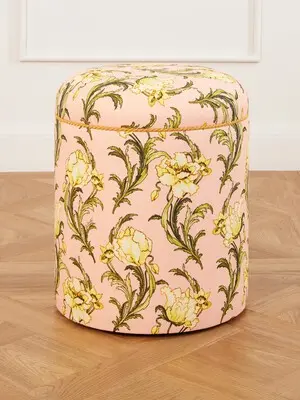 La DoubleJ Baba' Printed Canvas Pouf - Multi