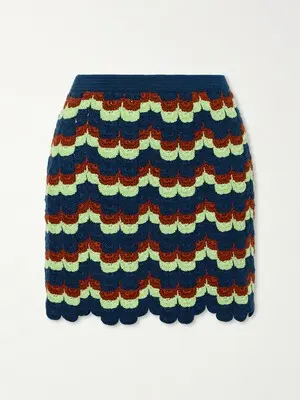 Escvdo Alba Crocheted Cotton Mini Skirt - Blue