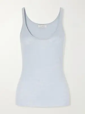 Gabriela Hearst Cinxia Ribbed Cashmere, Silk, And Hemp Blend Tank - Blue