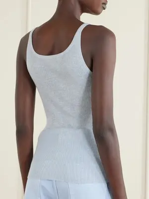 Gabriela Hearst Cinxia Ribbed Cashmere, Silk, And Hemp Blend Tank - Blue