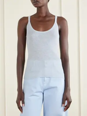 Gabriela Hearst Cinxia Ribbed Cashmere, Silk, And Hemp Blend Tank - Blue