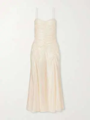 Khaite Raina Ruched Silk-blend Midi Dress