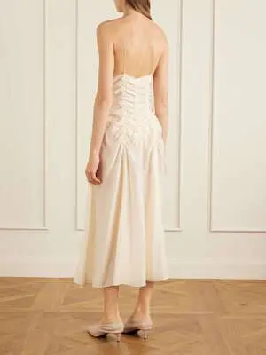 Khaite Raina Ruched Silk-blend Midi Dress