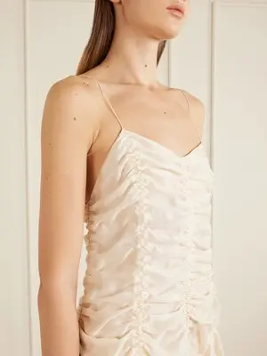Khaite Raina Ruched Silk-blend Midi Dress - Neutrals