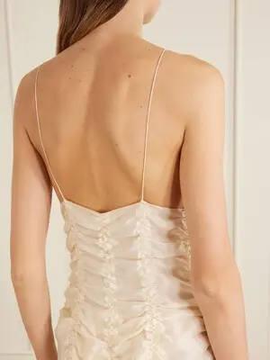 Khaite Raina Ruched Silk-blend Midi Dress - Neutrals