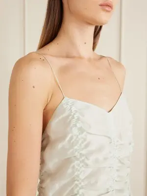 Khaite Inara Ruched Lyocell And Silk-blend Camisole