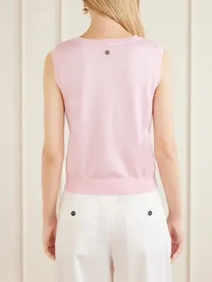 Carolina Herrera Ribbed Silk And Cotton-blend Vest