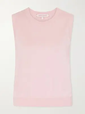 Carolina Herrera Ribbed Silk And Cotton-blend Vest - Pink