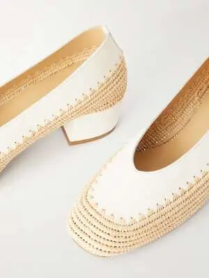 Gabriela Hearst Strength 40 Suede-trimmed Raffia Pumps - Ivory