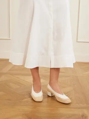 Gabriela Hearst Strength' Raffia And Suede Block Heel Pumps - Neutrals