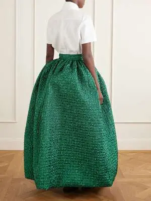 DIMA AYAD Cloqué Maxi Skirt - Forest Green