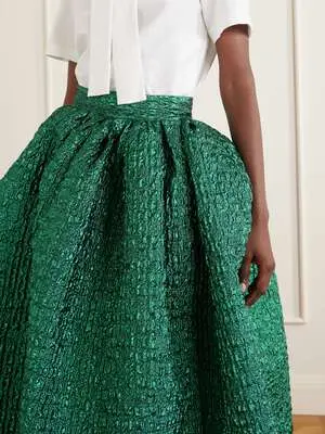 DIMA AYAD Cloqué Maxi Skirt - Forest Green