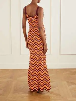 Escvdo Marea Striped Crocheted Cotton Maxi Dress