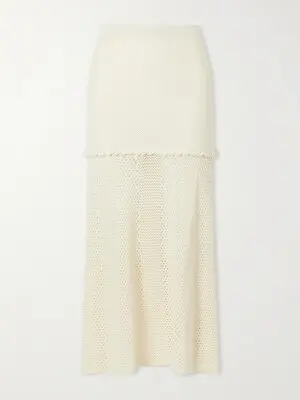 Escvdo Mural Crocheted Cotton Midi Skirt