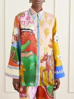 ALEMAIS Mlak Printed Silk-twill Shirt