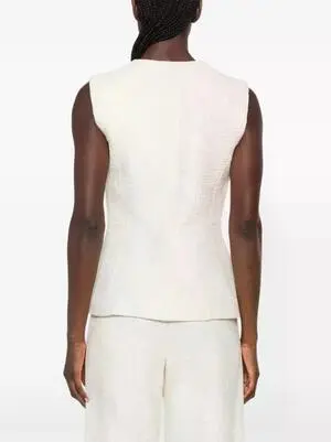 Maje Ecru Beige Tweed Sleeveless Top