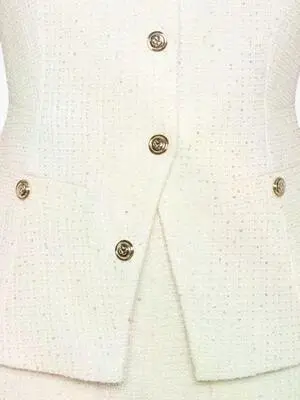 Maje Ecru Beige Tweed Sleeveless Top