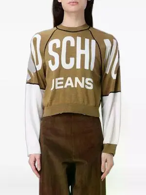 Moschino Logo Intarsia Wool Crew-neck Sweater