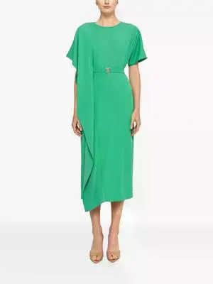 NISSA Belted Midi Dress With Gold-tone Hardware
