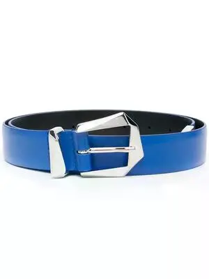 Alberta Ferretti Geometric Buckle Leather Belt - Blue