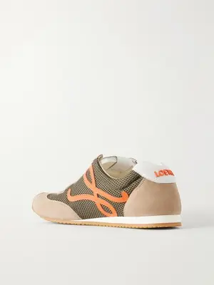 Loewe L" Monogram Mesh & Suede Low Top Sneakers