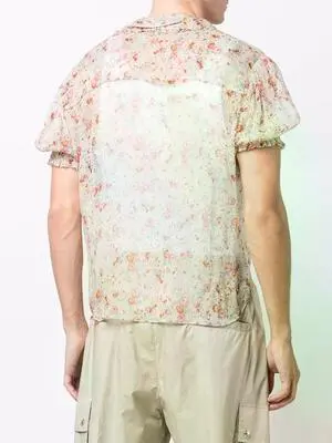 Dsquared2 Sheer Puff-sleeve Floral-print Shirt