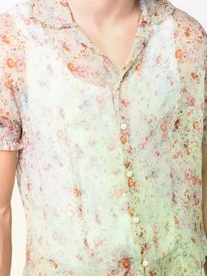 Dsquared2 Sheer Puff-sleeve Floral-print Shirt
