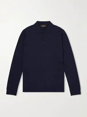 SLOWEAR Slim-fit Flexwool Polo Shirt - Blue