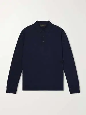 SLOWEAR Slim-fit Flexwool Polo Shirt - Navy