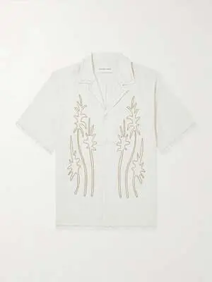 Frescobol Carioca Alves Embroidered Linen Shirt - Ecru