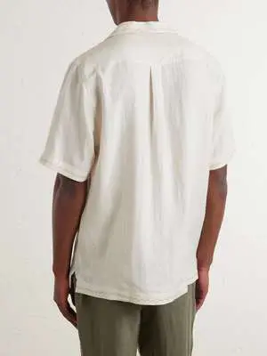 Frescobol Carioca Alves Embroidered Linen Shirt - Ecru