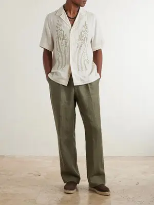 Frescobol Carioca Alves Embroidered Linen Shirt